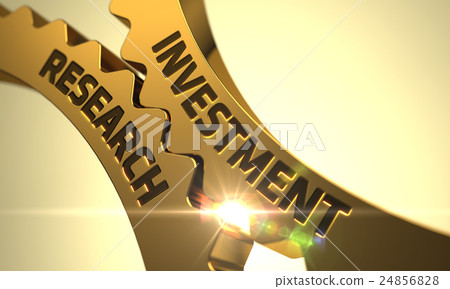 Investment Research Concept. Golden Cog Gears. - Stock Illustration ...