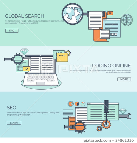 Vector illustration. Flat background. Coding - Stock Illustration ...