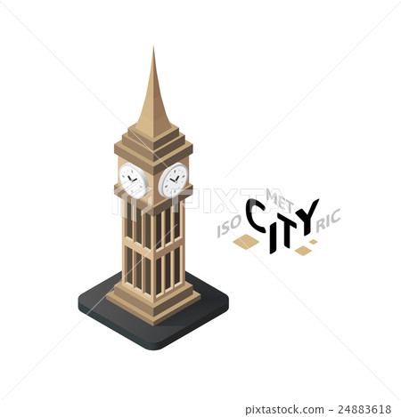 Isometric big ben icon, building city infographic - Stock Illustration ...