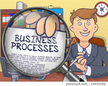 Business Processes through Magnifying Glass - Stock Illustration ...
