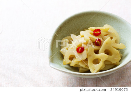 Stock Photo: sauteed lotus root, chopped burdock root, lotus root ...
