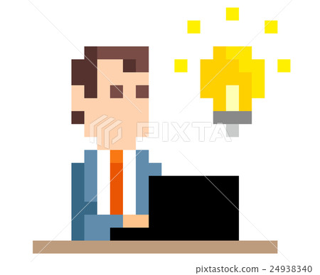 Pixel illustration: a businessman using a... - Stock Illustration ...