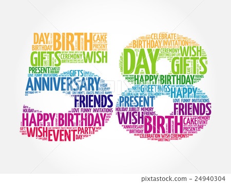 Happy 58th birthday word cloud - Stock Illustration [24940304] - PIXTA