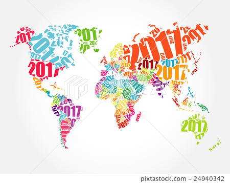 2017 Happy New Year, World Map - Stock Illustration [24940342] - PIXTA