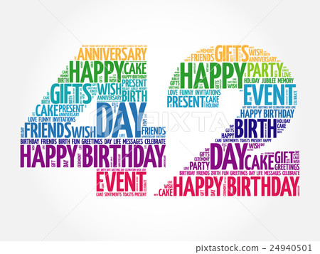 Happy 42nd birthday word cloud - Stock Illustration [24940501] - PIXTA