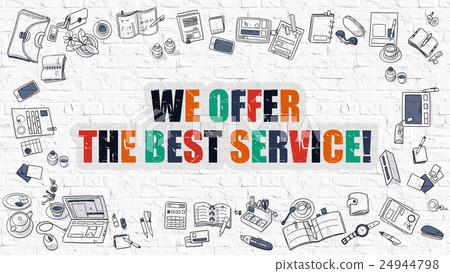 We Offer The Best Service Concept with Doodle - Stock Illustration ...