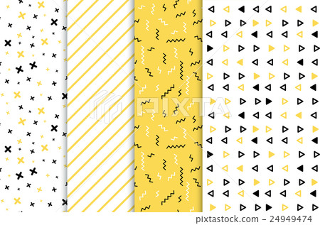 Set of 4 seamless patterns in yellow colors - Stock Illustration ...