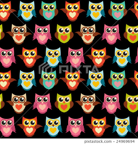 Cute Owl Seamless Pattern Background Vector - Stock Illustration ...