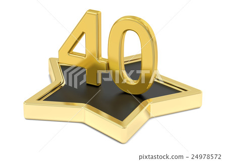 golden number 40 on star podium, award concept - Stock Illustration ...