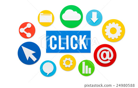 Click Network Button Communication Concept - Stock Illustration ...
