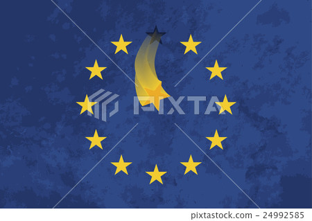 European Union flag with one falling star - Stock Illustration ...