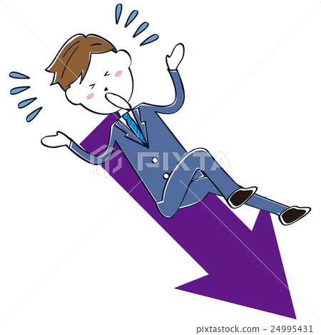 Cute line drawing salaryman blue suit Arrow... - Stock Illustration ...