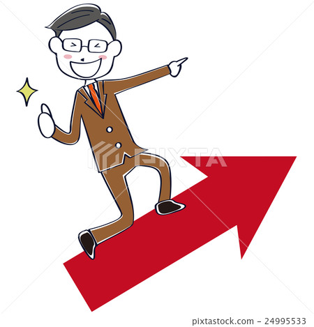 Cute line drawing middle-aged salaryman arrow... - Stock Illustration ...