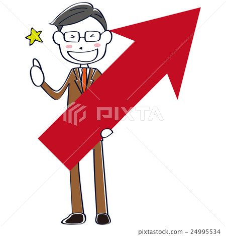 Cute line drawing middle-aged salaryman arrow... - Stock Illustration ...