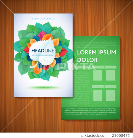Flyer Brochure Design Template. Leaves Natural and - Stock Illustration ...