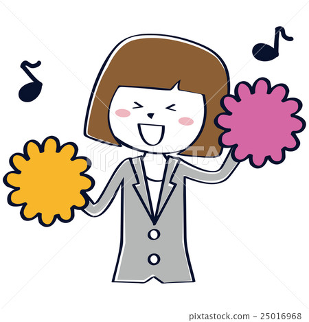 Cute business woman line drawing support - Stock Illustration [25016968 ...