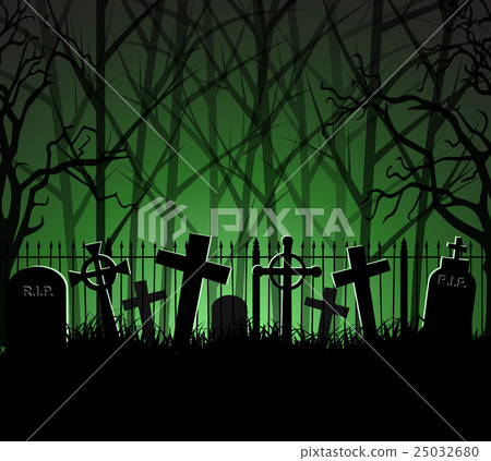 Graveyard cemetery tomb in forest - Stock Illustration [25032680] - PIXTA