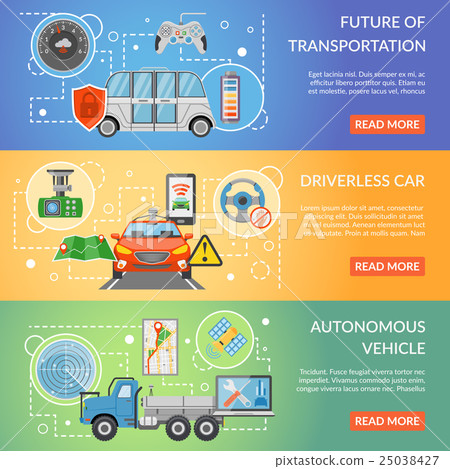 Driverless Car Autonomous Vehicle Banners - Stock Illustration ...