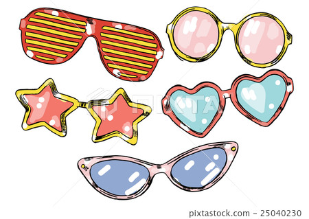Vector hand drawn illustration with cute glasses - Stock Illustration ...
