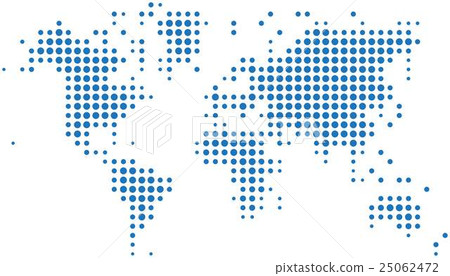 Blue dots world map on white background, vector il - Stock Illustration ...