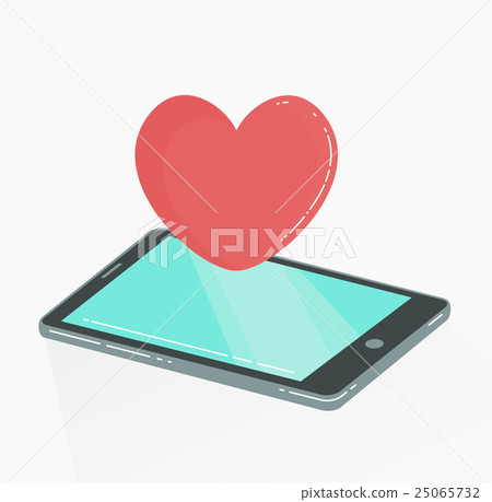 Mobile phone with red heart like icon. - Stock Illustration [25065732 ...