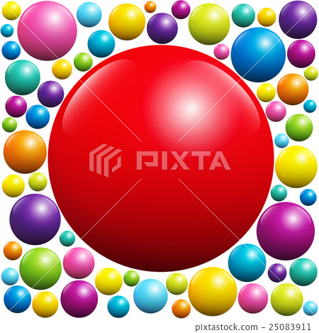 Red Ball Surrounded By Colorful Balls - Stock Illustration [25083911 ...