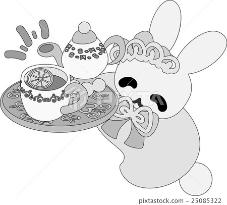 Cute rabbit with waitress figure - Stock Illustration [25085322] - PIXTA