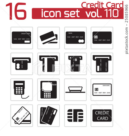Vector black credit cart icons set - Stock Illustration [25085966] - PIXTA