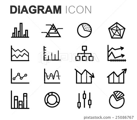 Vector black line diagram icons set - Stock Illustration [25086767] - PIXTA