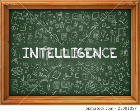 Intelligence - Hand Drawn on Green Chalkboard. - Stock Illustration ...