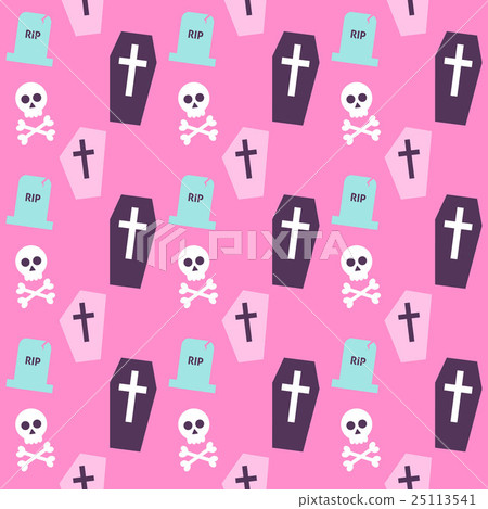 Trendy Colors Death Halloween Pattern - Stock Illustration [25113541 ...