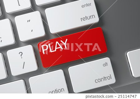 Red Play Key on Keyboard. 3D.-插圖素材 [25114747] - PIXTA圖庫