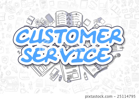 Customer Service - Doodle Blue Text. Business - Stock Illustration ...