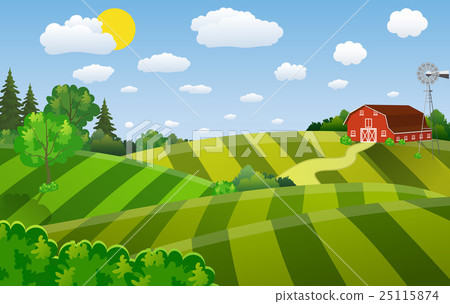 Cartoon farm green seeding field, - Stock Illustration [25115874] - PIXTA