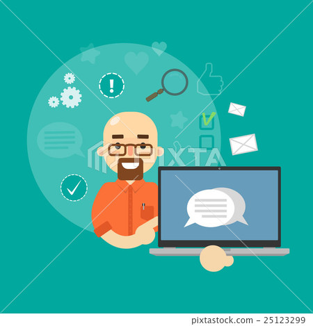 Social media banner. Man with laptop-插圖素材 [25123299] - PIXTA圖庫