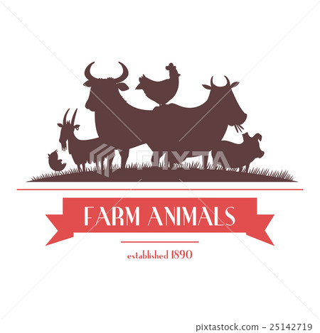 Farm Animals Label Or Signboard Design - Stock Illustration [25142719 ...