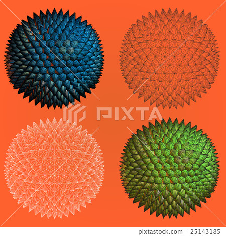 Abstract spiky geometric shape four style - Stock Illustration ...