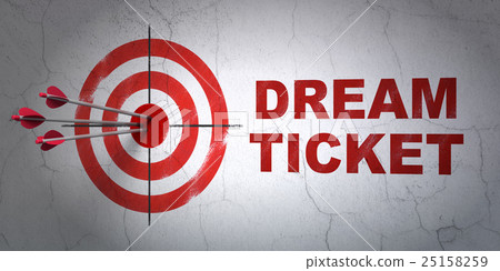 Business concept: target and Dream Ticket on wall - Stock Illustration ...