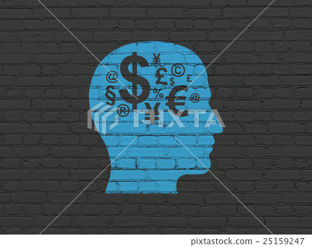 Learning concept: Head With Finance Symbol on wall - Stock Illustration ...