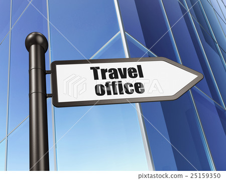 Vacation concept: sign Travel Office on Building - Stock Illustration ...