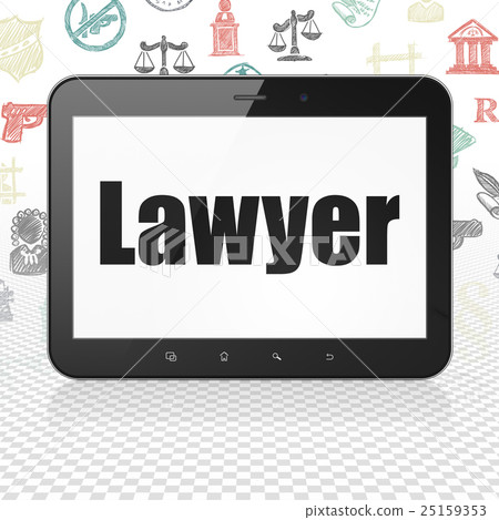 Law concept: Tablet Computer with Lawyer on - Stock Illustration ...