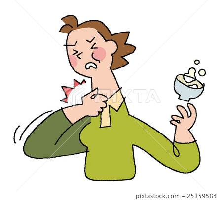 A woman suffering from heartburn - Stock Illustration [25159583] - PIXTA