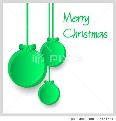 three green paper christmas baubles hanging eps10 - Stock Illustration ...