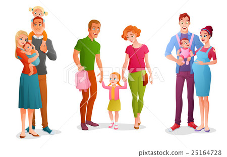 Vector set of families with children - Stock Illustration [25164728 ...