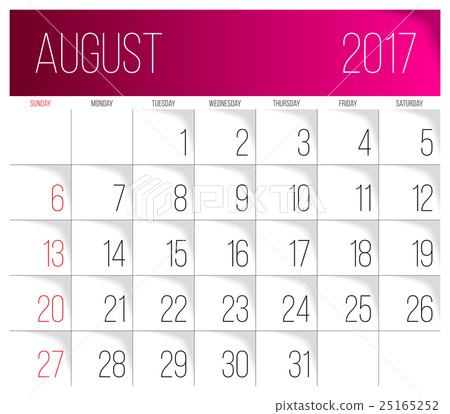August 2017 calendar template - Stock Illustration [25165252] - PIXTA