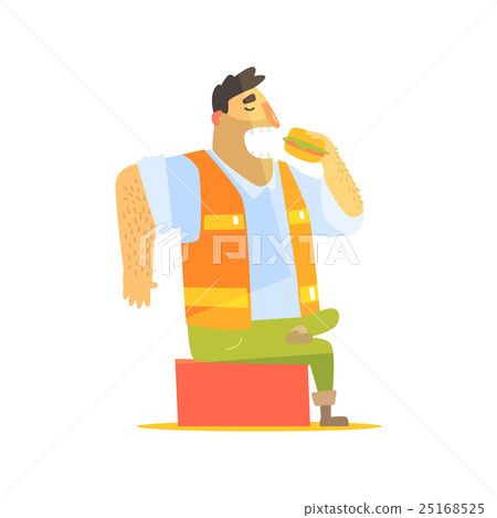Builder Eating Lunch On Construction Site - Stock Illustration ...