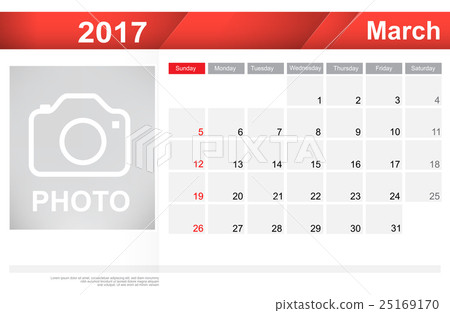 Year 2017 March month simple and clear design - Stock Illustration ...