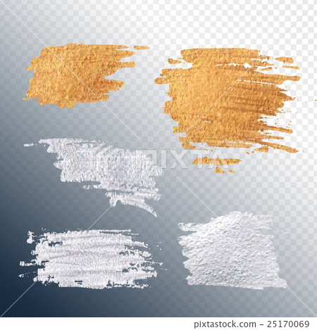set of gold and silver smear paint stain. - Stock Illustration ...
