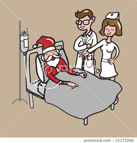 Doctor and nurse take care of Santa cartoon - Stock Illustration ...