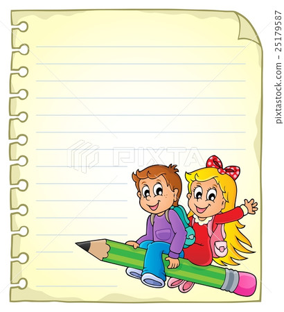 Notebook page with school kids 1 - Stock Illustration [25179587] - PIXTA